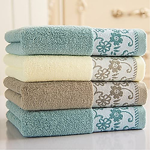 Pidada Hand Towels Set of 2 Wisteria Floral Pattern Soft Absorbent Decorative Cotton Towel for Bathroom 13.4 x 29.1 Inch (Light Yellow)