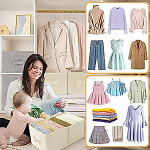 FIKLET Wardrobe Clothes Organizer, Wardrobe Clothes Organizer with Sturdy Handles (Beige 1)