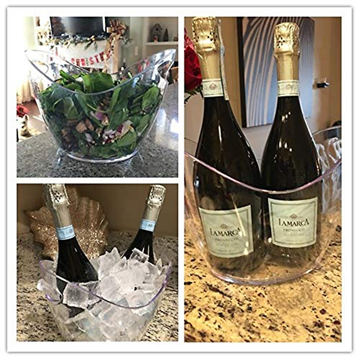 Yesland Ice Bucket, Clear Acrylic 3.5 Liter Storage Tub, Beer Bucket Beverage Chiller Bin for 2 Wine, Champagne Bottles, Beer Bottles