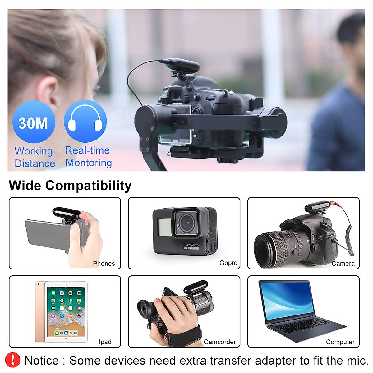 LESNGO 318C Wireless Lavalier Microphone, 20 UHF Channel Wireless Lapel Microphone XLR Lav Mic Compatible with iPhone Smartphone Camera Microphone for Streaming YouTube Interview Vlog (Black)
