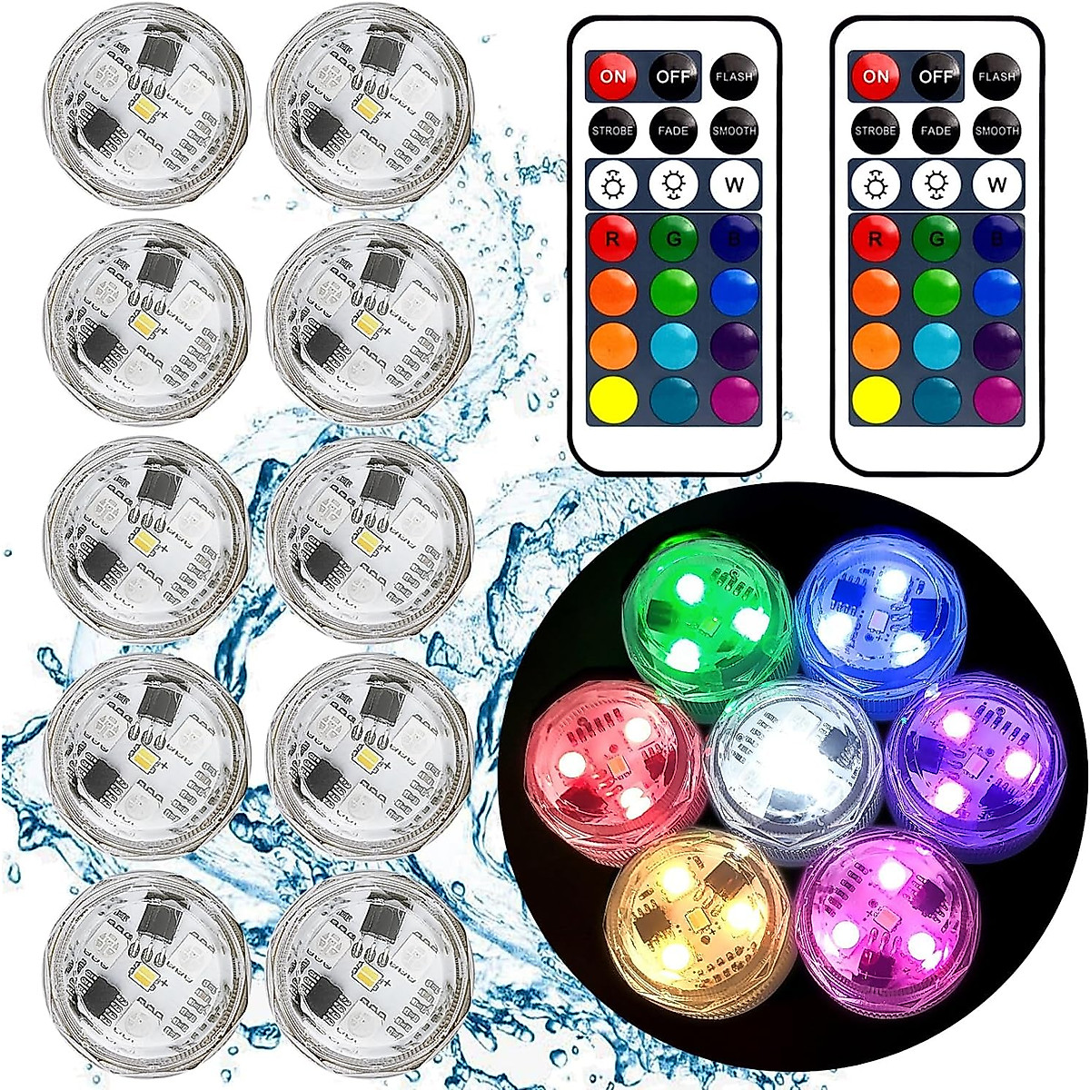 Small Submersible Led Lights with Remote,Mini LED Light,Waterproof Tea Light,Underwater Lights,Flameless Candles,Suitable for Vases, Fish Tanks, Hot Tubs, Parties,Wedding,Halloween Decorations
