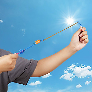 Habelyi 25PCS Amazing Led Light Arrow Flying Toy for Kids Party Fun Gift Elastic Slingshot Flying Copters Birthdays Day Summer Outdoor Game