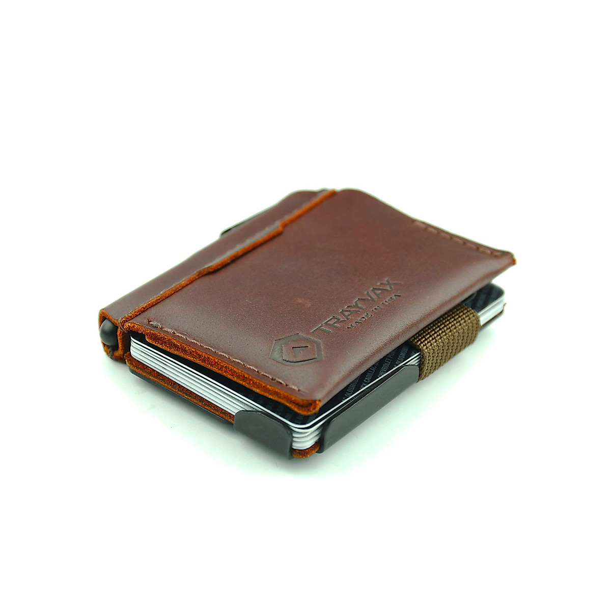 Trayvax Summit Notebook Wallet, RFID Protective Small Leather Credit Card Holder with Cash Pocket, includes Pocket Notebook and Space Pen, Brown