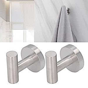 Vifemify 2 Pack Brushed Stainless Steel Bath Towel Robe Hook Round Wall Hanger Hanger Hook Hanger Waterproof High Load Bearing