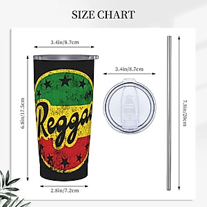 VKKOEWL Jamaican Reggae Logo Stainless Steel Insulated Tumbler 20 Oz Travel Water Bottle Coffee Mug Drink Cup With Lid Straw