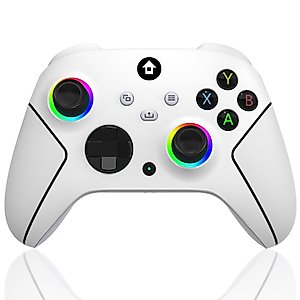 YUYIU Upgraded Wireless Controller with 7 Colors RGB Light for Xbox Controller, Xbox One Series X|S,Consoles,Steam PC Windows, Dual Vibration/Turbo/Programmable, with 3.5mm Audio Jack, 2.4GHZ Adapter