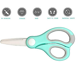 Baby Food Scissors Ceramic，Portable Baby Food Scissors without BPA With Box And Dust Cover (Green)
