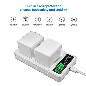 REYTRIC 2-Pack Batteries Compatible with Arlo Pro, Arlo Pro 2 (VMA4400), Upgraded 7.2V Rechargeable Lithium Li-ion Batteries Pack with Dual LCD Charger