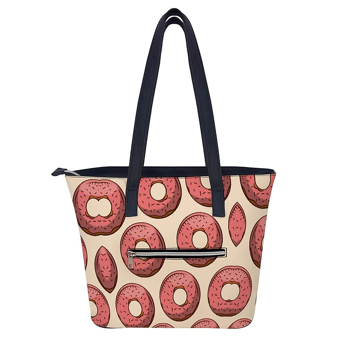 Donuts Bakery Design Women's Tote Bag PU Leather Shoulder Bag Handbags Purse For Work Shopping Travel