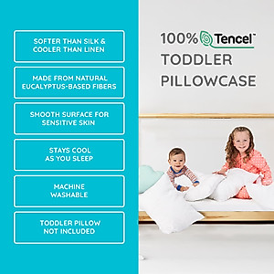 PUREgrace Tencel Toddler Pillowcase – Washable and Soft, Sized for All Toddler Pillows, Breathable and Smooth with Secure Flap Design