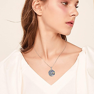 Owl Necklace Gifts Sterling Silver Family Tree of Life Owl Pendant Necklace Christmas Jewelry Gifts for Women Teens Girls Mom Daughter Wife Girlfriend