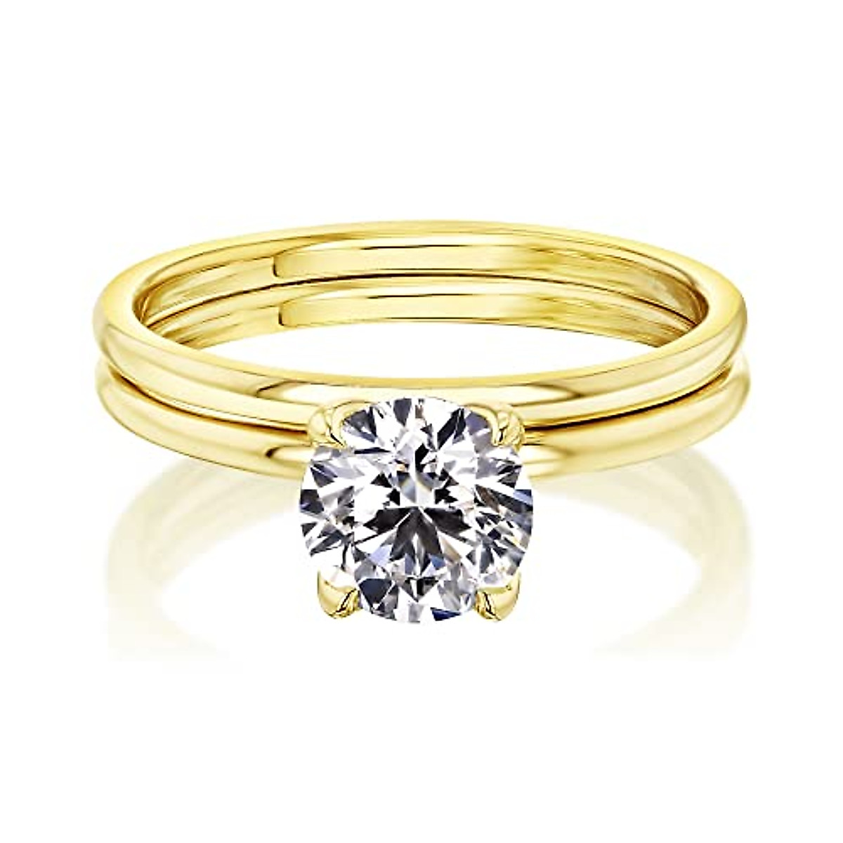 1 Carat IGI Round Floating Tulip Solitaire Bridal Set - 7.0 / yellow-gold / DE