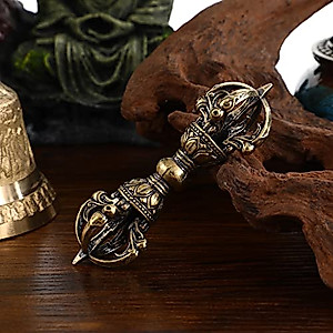 Homoyoyo Buddhist Dorje Vajra Pestle Brass Craft Ornament Retro Antique Buddha Pendant Charms for DIY Keychain Car Decor Buddhism Supplies