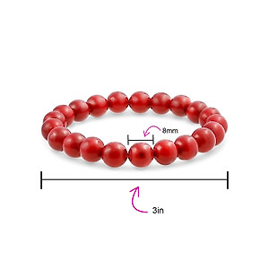 Bling Jewelry Simple Plain Stacking Round Coral Red Stone Ball Bead Stackable Strand Stretch Bracelet For Women Teen For Men 8MM