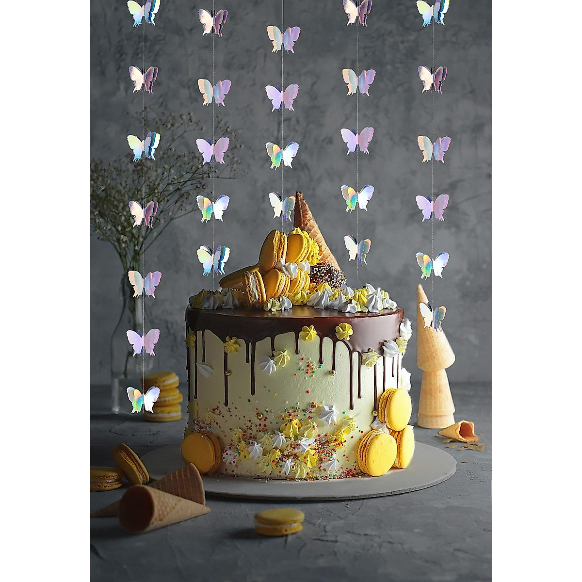 Goresory 4Piece Butterfly Hanging Garlands 3D Laser Butterfly Streamers Decoration for Wedding Birthday Party Bridal Shower Decorations (Laser)