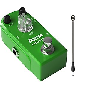 AZOR Chorus Guitar Effect Pedal Pure Analog Mini Pedal with Guitar Pedal Power Cable,9V Battery Clip Converter Power Cable