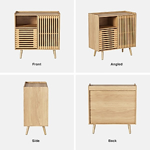 FiveWillowise Storage Cabinet, 31.5" Buffet Cabinet with Storage, Sideboard Coffee Bar Cabinet with Silding Door for Living/Dining Room, Kitchen, Hallway, Natural