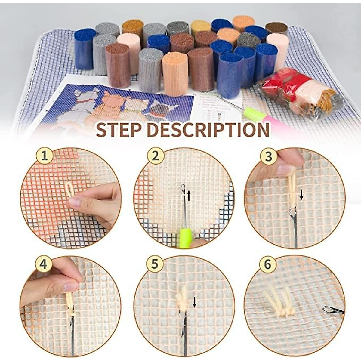 Crow Raven Moon Night Latch Hook Pillowcase Kits for Adults and Starter DIY Cushion Throw Pillow Cross Stitch Latch Hook Rug Kits with Preprinted Canvas Crochet Yarn Kits Needlework Crafts 17'' X 17''