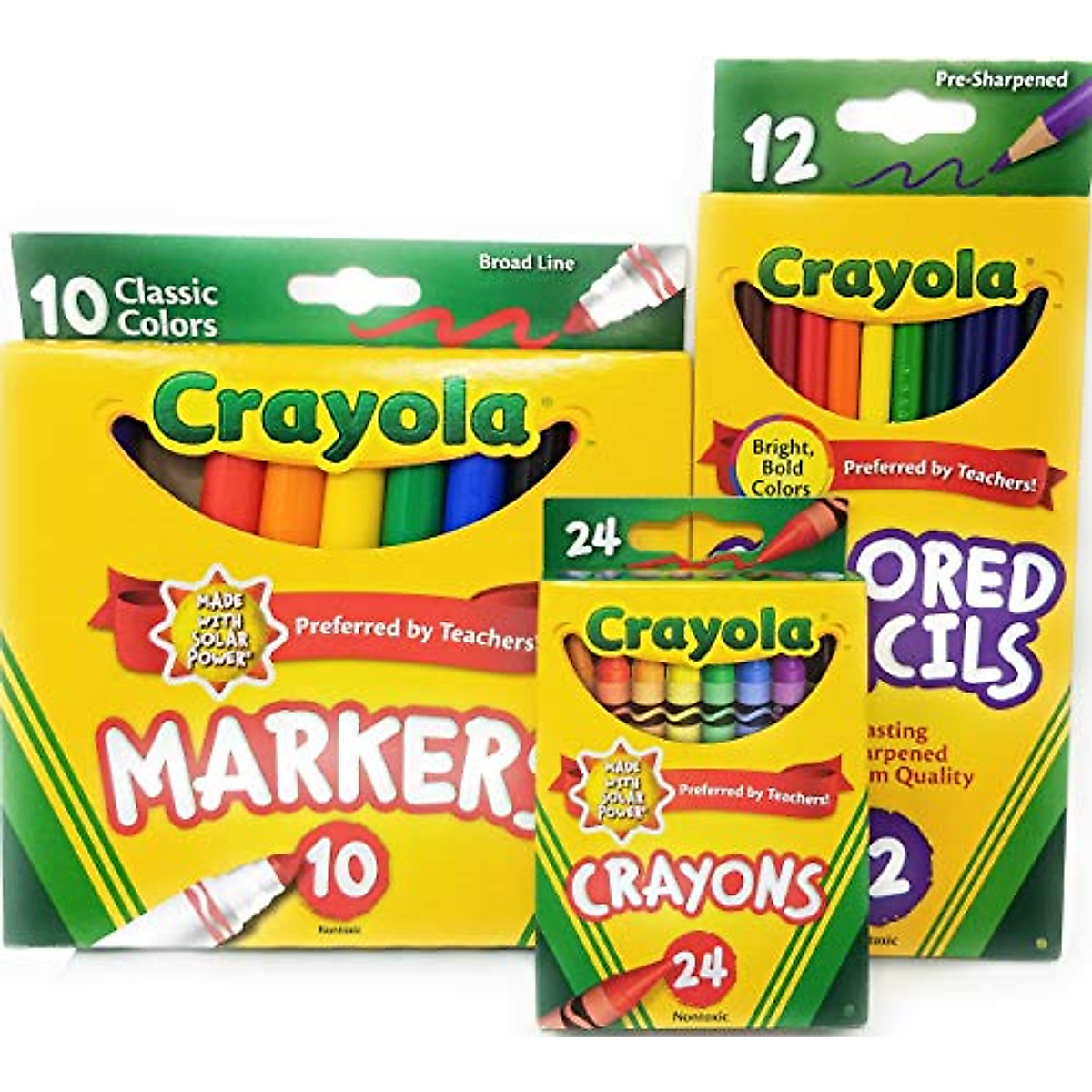 Back to School Bundle | 2 Pocket Folders | Composition Notebooks | Crayons Colored Pencils Markers | #2 Pencils Tissue (Paw)