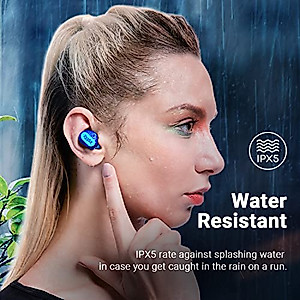 233621 Droplet True Wireless Earbuds, CVC 6.0 Call Noise Cancelling Headphones, IPX5 Waterproof Bluetooth 5.0 Earphones Touch Control, Stereo Sound, Comfortable fit for Home, Office, Gym (Blue)
