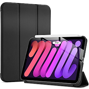 ProCase Smart Case for iPad Mini 7 A17 Pro 2024/iPad Mini 6 2021 8.3 Inch iPad Mini 7th/6th Gen Case, Hard Back Cover for iPad Mini 8.3" 7th Gen A2995/A2996/A2993/6th Gen A2567 A2568 A2569 -Black