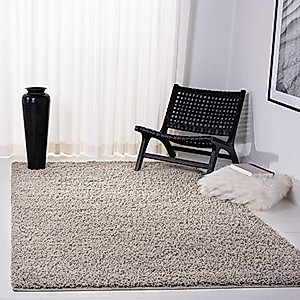 SAFAVIEH Venus Shag Collection 4' x 6' Taupe VNS520E Solid Non-Shedding Living Room Bedroom Dining Room Entryway Plush 1.8-inch Thick Area Rug