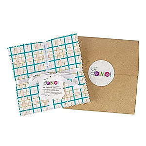 Soimoi Check Print Precut 5-inch Cotton Fabric Quilting Squares Charm Pack DIY Patchwork Sewing Craft- Turquoise Blue