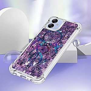 CAIYUNL for Samsung Galaxy A04E Phone Case with Screen Protector, Women Girls Glitter Bling Floating Liquid Cute Soft TPU Slim Silicone Shockproof Protective Cover for Samsung Galaxy A04E Case-Purple