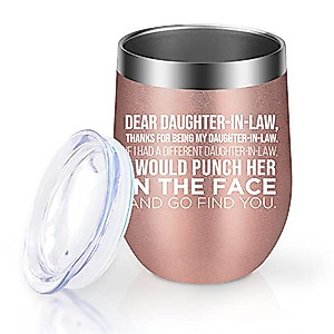 GSPY Wine Tumbler - Daughter in Law Gifts - Dear Daughter in Law Mug - Funny Birthday, Mothers Day Gifts for Daughter in Law - Daughter in Law Gift, Future Daughter in Law Gifts from Mother in Law