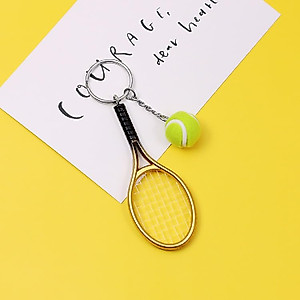 X Hot Popcorn 5 Color Mini Tennis Racket with Ball Keychain Key Ring