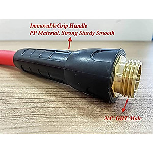 SANFU Hybrid Lead In Garden Hose 5/8 IN(15.5 x 20.8mm). X 10 FT, 200PSI, Heavy Duty, Lightweight, Flexible with Swivel Grip Handle and 3/4" GHT Solid Brass Fittings, RED(10')