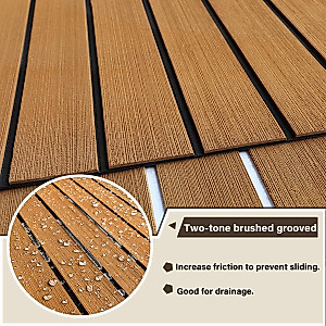 HZCHIONE 3M EVA Foam Boat Decking Boat Flooring 94x45in Self Adhesive Boat Mat Sheet Non-Slip Faux Teak Boat Flooring Deck for Yacht Fish Pontoon Boat Floor