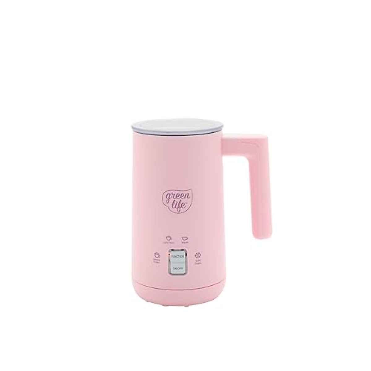 GreenLife Ceramic Electric Milk Frother, 10oz, 4-in-1, Auto Hot and Cold Foam, Dense and Light Foam, PFOA and PFAS Free, Cordless Milk Warmer and Steamer for Latte, Coffee, Pink