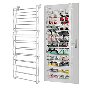 iMounTEK 36 Pairs Over The Door Shoe Rack 12 Layers Wall Hanging Closet Shoe Organizer Storage Stand Hanging Storage Shelf for Closet Pantry Space Saver for Bedroom