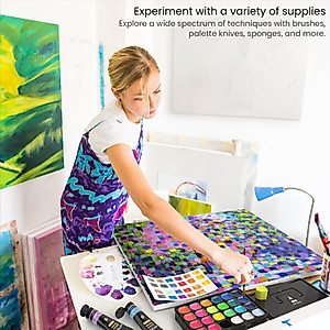 ARTEZA Gouache Paint, Set of 24, Jelly Gouache Paints, 30 ml/1 oz Tubs, Gouache Set for Canvas, Paper, and Wood