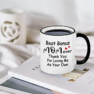 Cabtnca Bonus Mom Gifts, Best Bonus Mom Ever Mug, Bonus Mom Mothers Day Gifts, Bonus Mom Mug, Bonus Mom Gifts from Daughter, Step Mom Mothers Day Gifts, Bonus Mom Birthday Christmas Gifts, 11Oz