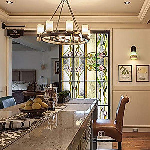 Stained Glass Window Decals,Frosted Window Privacy Film Non-Adhesive, UV Proof Static Window Clings,Removable Stained Glass Window Sticker for Window Decoratipn