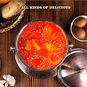 Shabu-Shabu Chinese Hot Pot - Chafing Dish Buffet Stainless Steel Food Warmer - Soup Pot Cookware with Alcohol Lamp - Great for Entertaining Restaurant/Copper