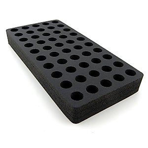 Polar Whale HPLC 4ml Vial Rack Black Foam Storage Rack Organizer Stand Transport Holds 50 Vials Fits up to 15mm Diameter Vials