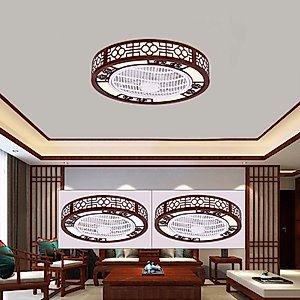 64W LED Ceiling Fans,Modern Acrylic Semi Flush Mount LED Invisible Ceiling Fan Lighting with Remote Control 3-Light Color and 3-Speed Changeable Enclosed Fandelier Timing Lamp (21.6 inch Square)