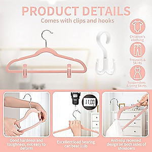 Tinfol Pink Kids Velvet Hangers 30 Pack, Non Slip Baby Hangers with 6 Velvet Hanger Clips, Space Saving Ultra Thin Clothes Hangers for Children's Clothes, Newborn Clothes, Toddler Clothes