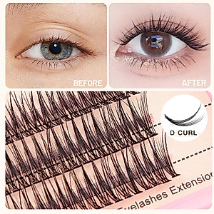 Bodermincer 120pcs 0.10mm Thickness Handmade Fish Tail False Lahses Thick Natural Long Black Individual False Eyelashes Fake Eye Lashes Extensions Makeup Tool (14mm)