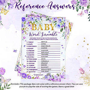 Nuanchu 145 Pcs Butterfly Theme Baby Shower Games, 5 Games, 25 Sheets Each with 20 Pencils, Baby Shower Bingo, Guess Who, Word Scramble, Baby Descriptions and Wishes Game