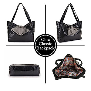 Women's Leather Tote Purses Designer Handbags Shoulder Bucket Tote Bag With Top Handles (Black 2)