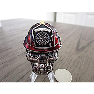 Firefighter First Responder Prayer Skull Challenge Coin