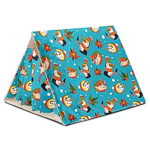 Small Pet Hideout Funny Penguin Colorful Christmas Hamster House Guinea Pig Playhouse for Dwarf Rabbits Hedgehogs Chinchillas