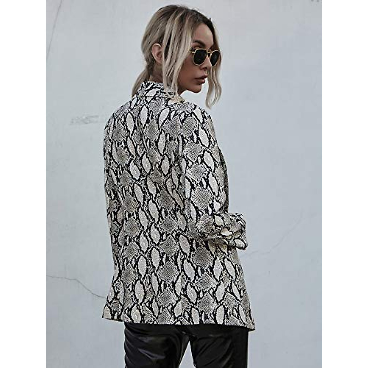 Floerns Women's Long Sleeve Open Front Snakeskin Print Blazer Outerwear Multicolor-4 XL