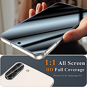 YMHML 3 Pack for Samsung Galaxy S23 Screen Protector Tempered Glass Upgrade Fingerprint Unlock Compatible with 3 Pack Camera Lens Protector, HD Clear Case Friendly Full Screen Protector for Galaxy S23