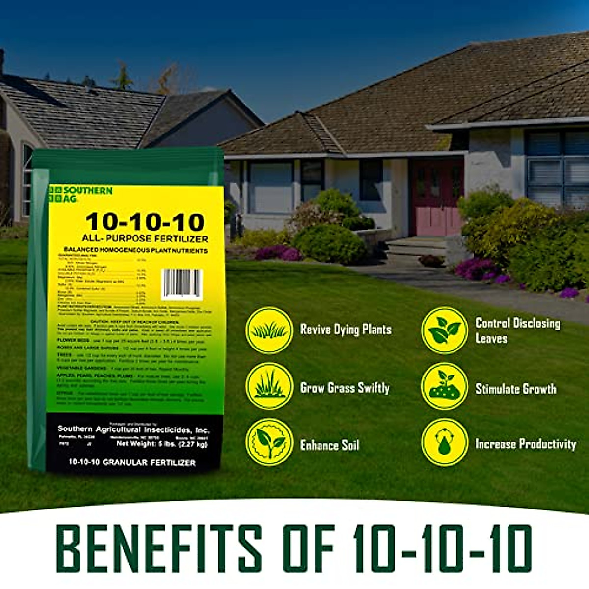 Southern Ag Fertilizer 10-10-10 - All-purpose Granular Fertilizer - organic fertilizer – Fertilizer for vegetable garden & Flowerbed Roses & Large Shrubs and Fruit Trees- Available with Premium Quality Centaurus AZ Gloves-5LB