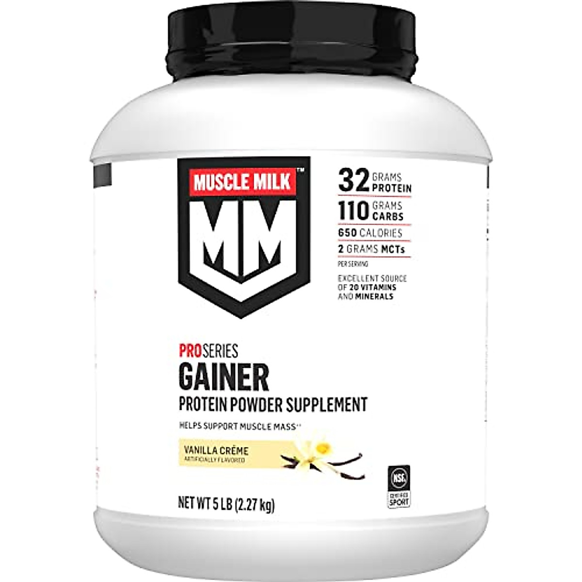 Muscle Milk Gainer Protein Powder, Vanilla Creme, 32g Protein, 5 Pound
